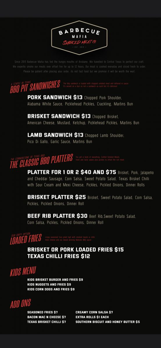 Barbecue Mafia Smoked Meat Co Coorparoo